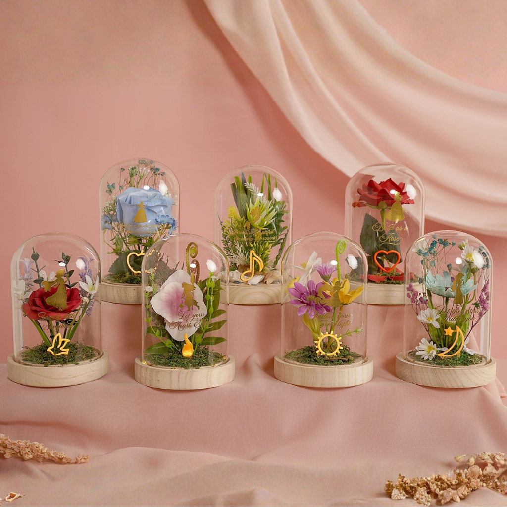 Disney Pastel Princess Belle 'Bold as a Rose' Florals in a Cloche with