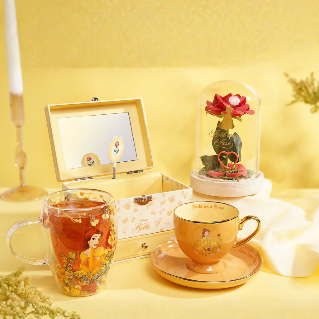 Disney Pastel Princess Belle 'Bold as a Rose' Florals in a Cloche with