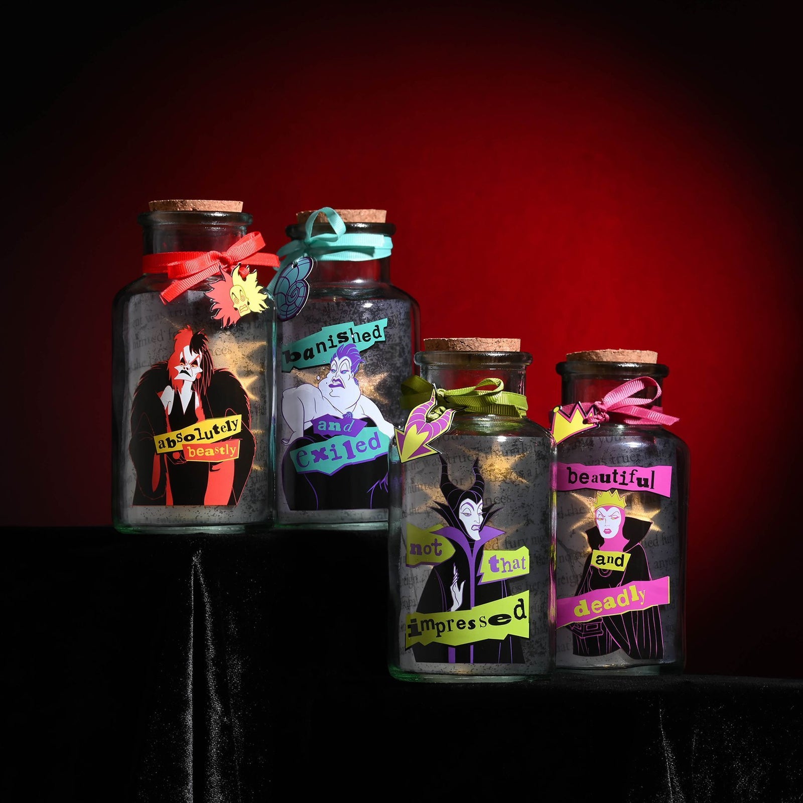 Disney Villains Set of 4 LED Light-Up Jars (Maleficent, Evil Queen, Ur