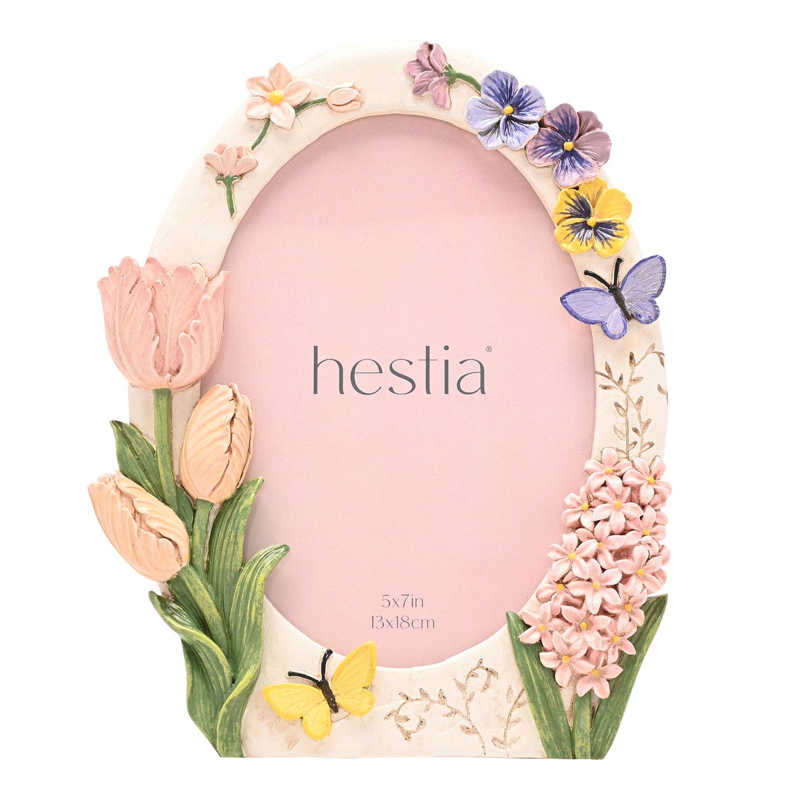 Hestia 3D Tulip Design Resin Oval Photo Frame - 5" x 7"