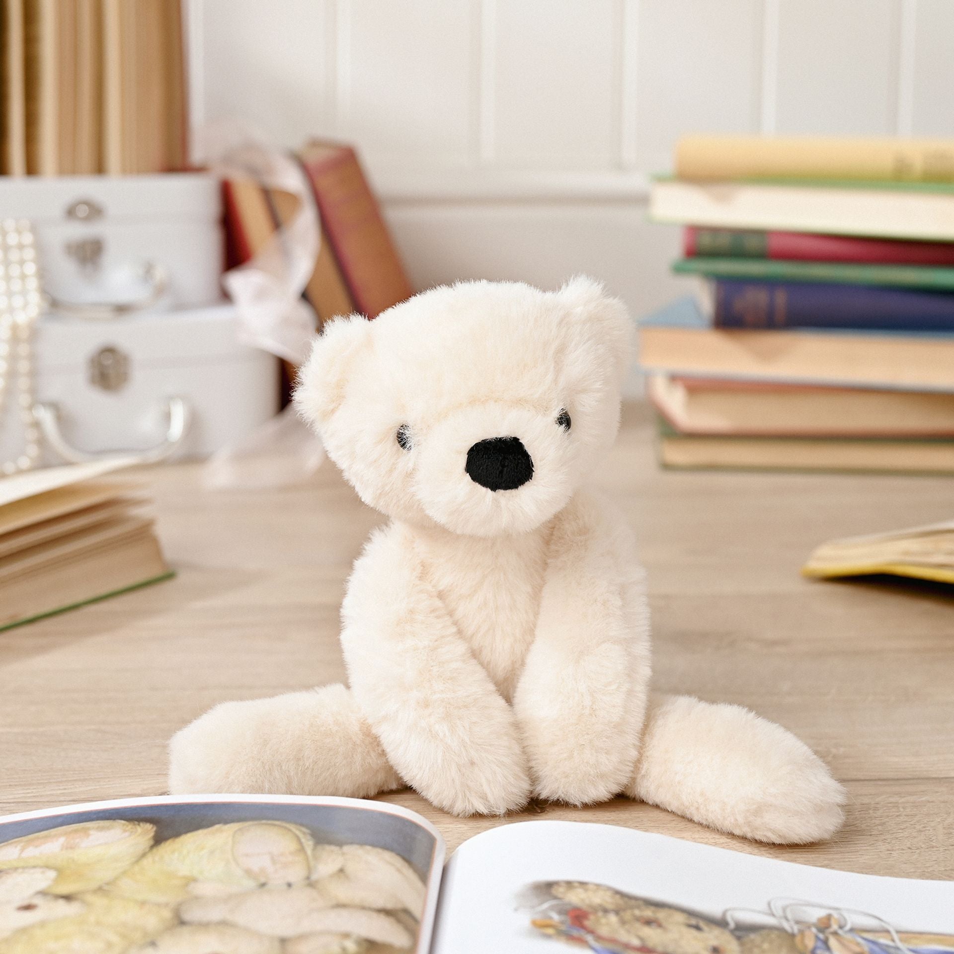 Lola The Long Leg Teddy Bear Softie - Cream Plush Toy in Gift Box (30c