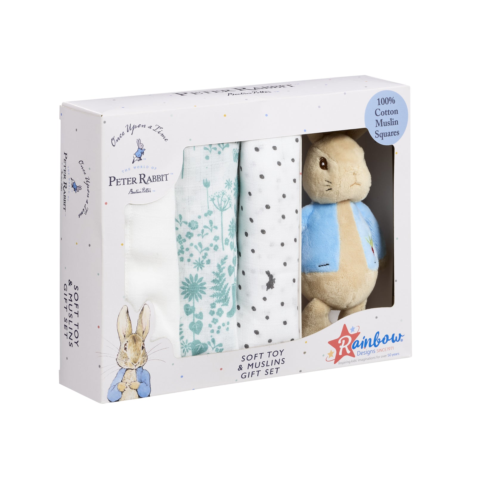 Peter Rabbit Soft Toy & Muslin Gift Set - Design Two